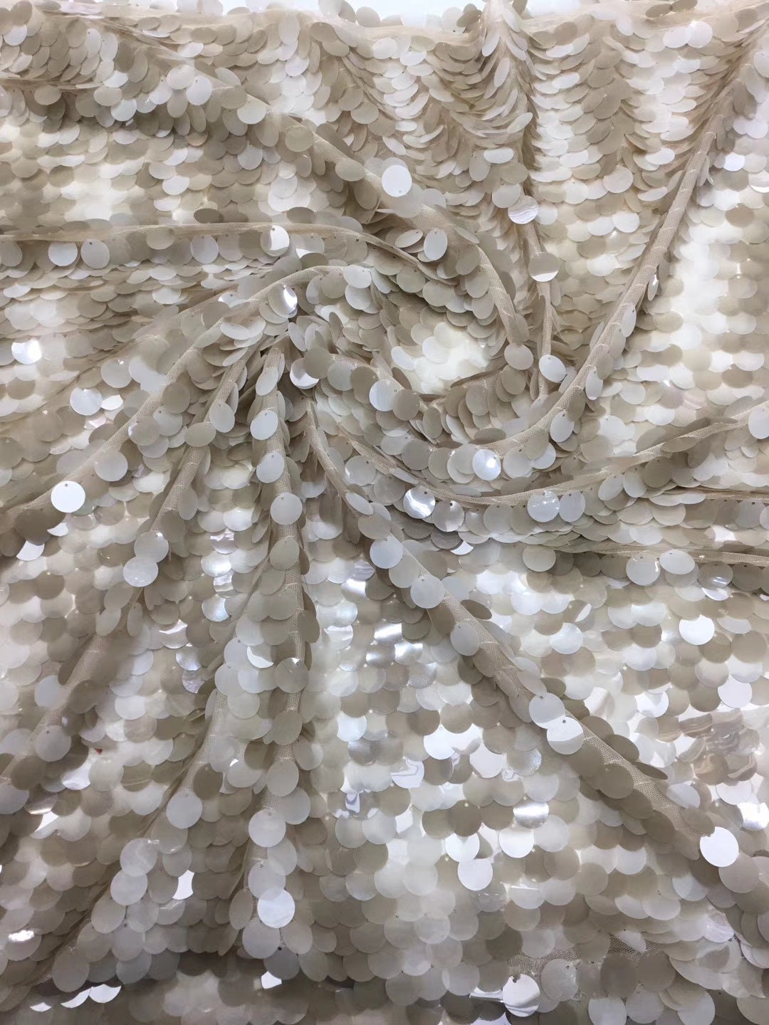 New 1yard Multicolor Round Sequin Fabric Clear Gray&clear | Etsy