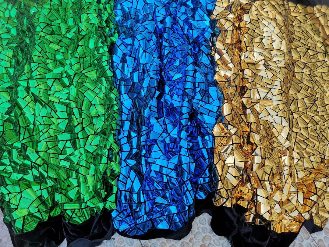 1yard Gold Mirror Sequin Fabric,2way Stretch Velvet Sequin Fabric ...