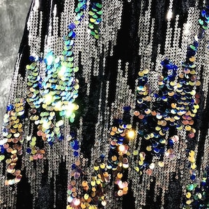 1yard Iridescent Velvet Sequin Fabric,embroidery Sequin Velvet Fabric ...