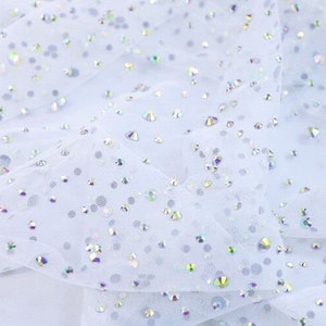 Iridescent Rainbow Rhinestone Mesh Fabric,rhinestone Stick on Soft off ...