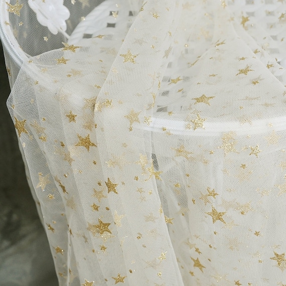 1yard Gold Star Tulle Fabricsoft Smooth Glitter Star Tulle - Etsy