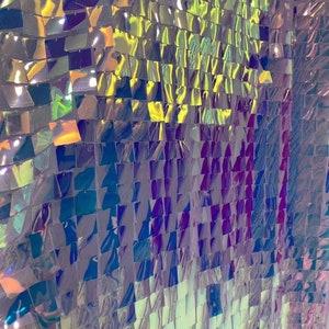 1yard Big Square Sequin Fabric,25mm Big Unicorn Iridescent Sequin ...