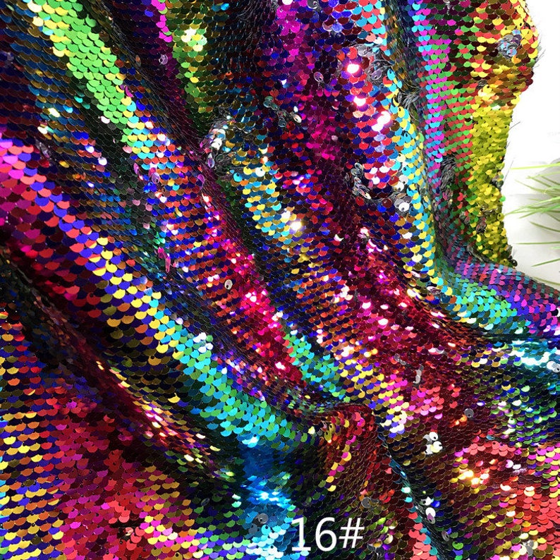 1yard Multicolor/shiny Sliver Flip up Sequin Fabricrainbow - Etsy