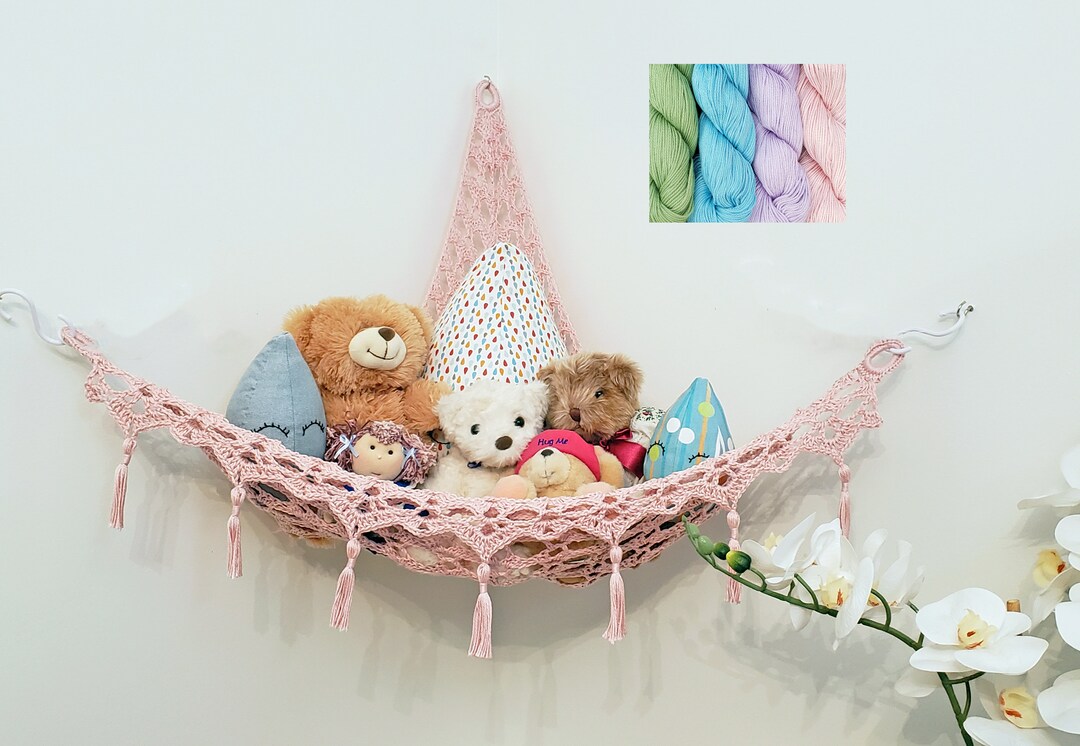 Corner Toy Hammock Pastel, Stuffed Animal Hammock, Toy Storage, Plush ...