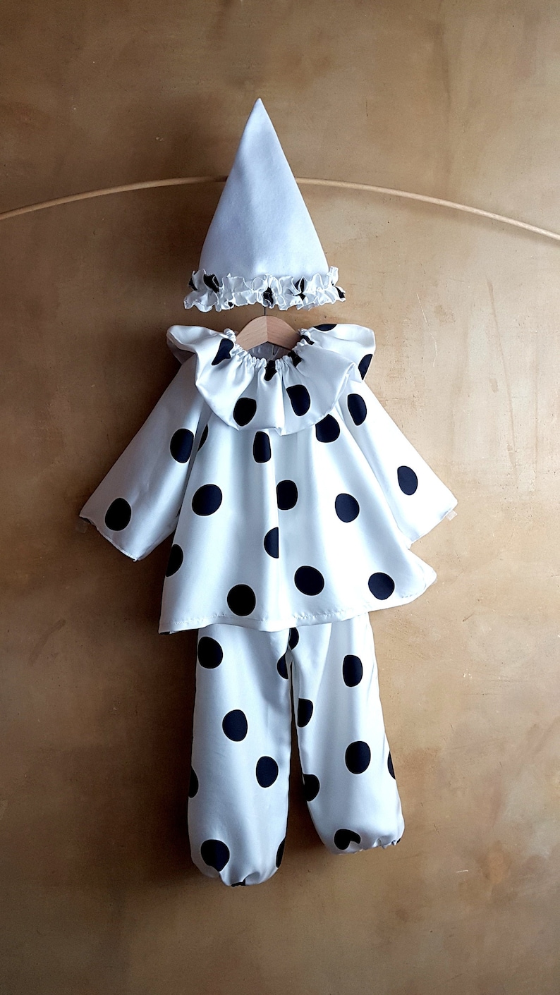 Pierrot Costume for Children Unique Clown Satin Dress White - Etsy