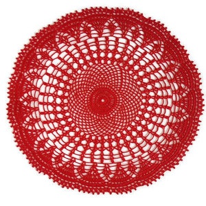 Red or Pink Crochet Doily, Table Decor Lace Centerpiece, Round ...