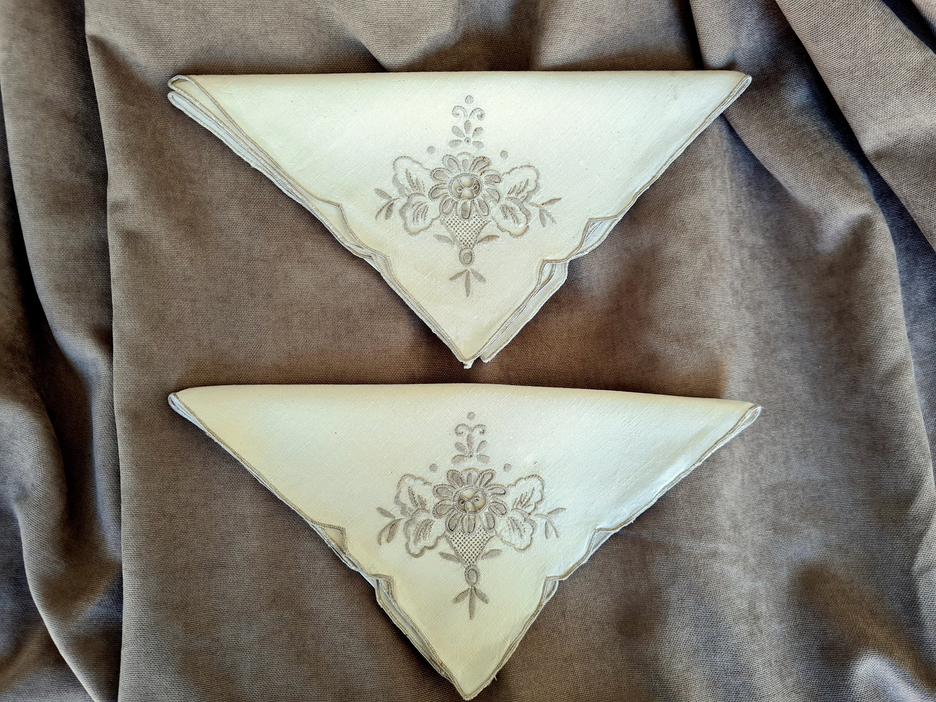 Set of 2 Cream Embroidered Napkins With Trimmed Edges. Hostess - Etsy