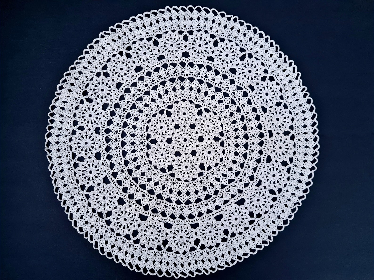Cream Round Crochet Doily Floral Motif Nightstand Doilies 14 - Etsy