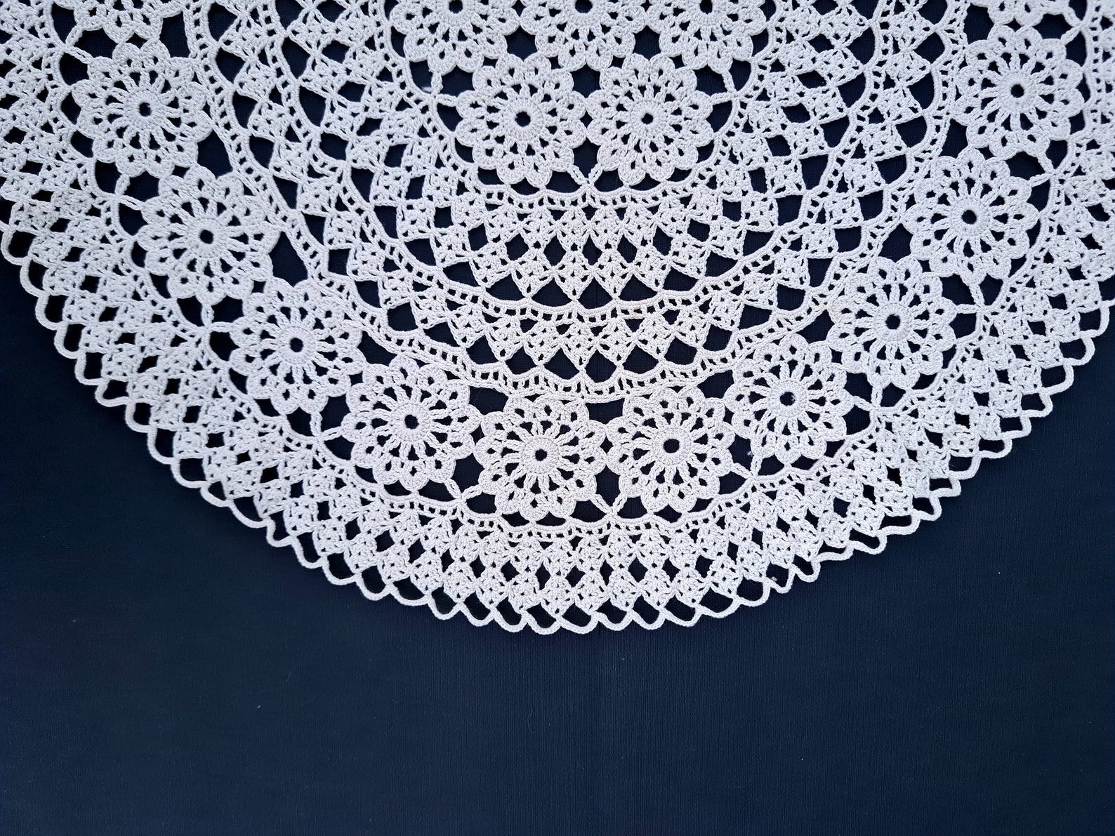 Cream Round Crochet Doily Floral Motif Nightstand Doilies 14 - Etsy