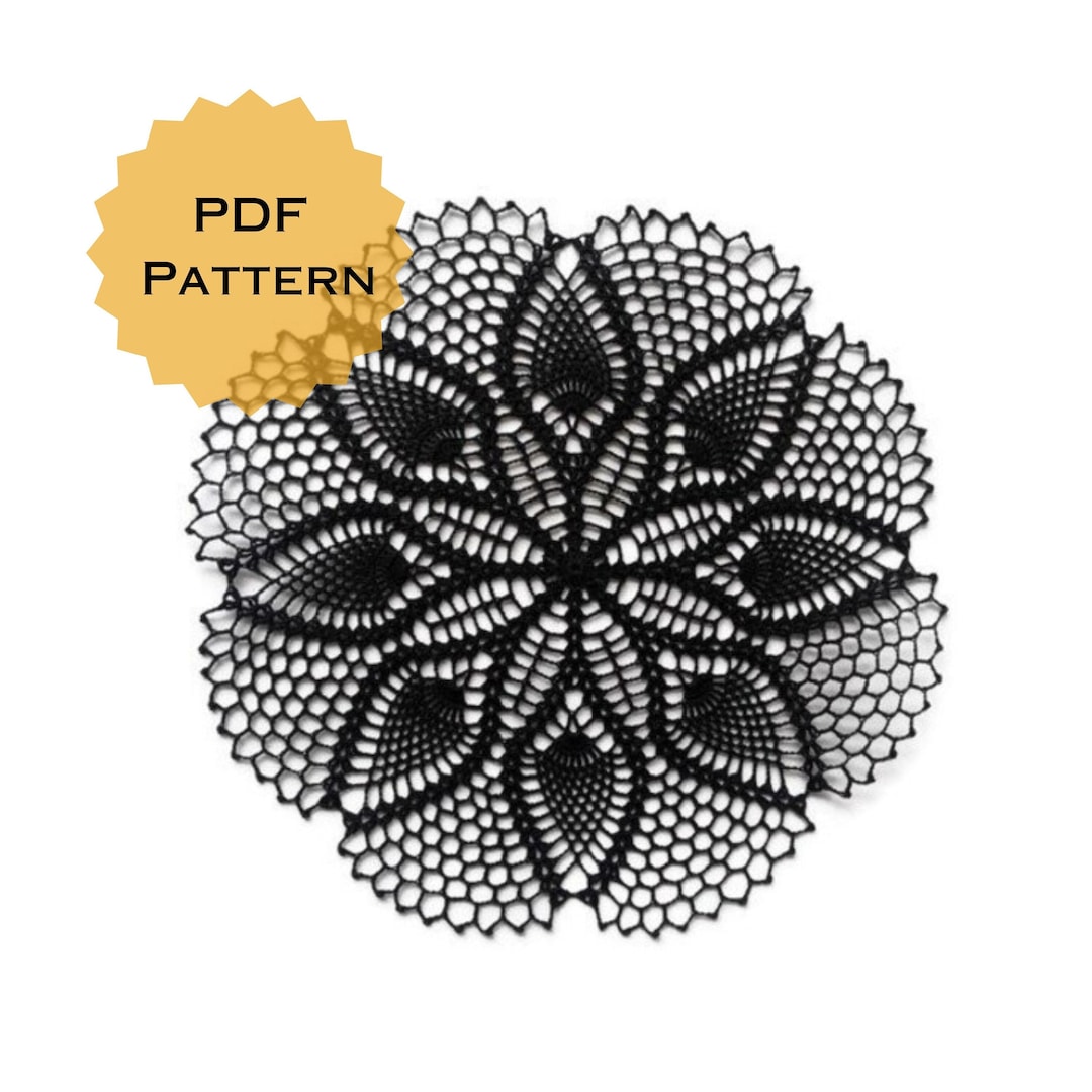 Pineapple Crochet Doily PDF Pattern, DIY Black Doily Instant Download ...