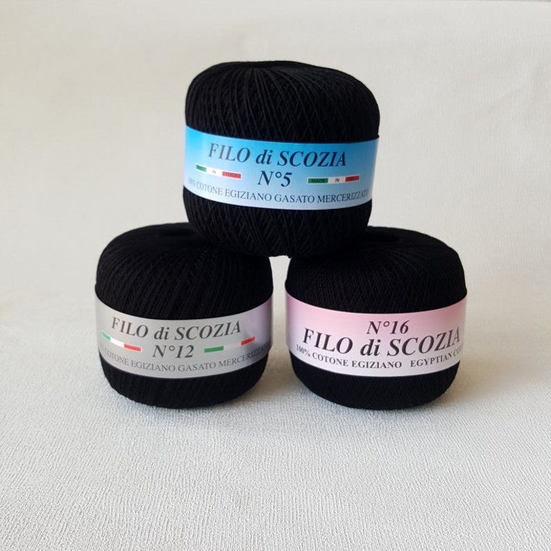 Black crochet thread Titan Wool Filo di Scozia size 5 or 16. | Etsy