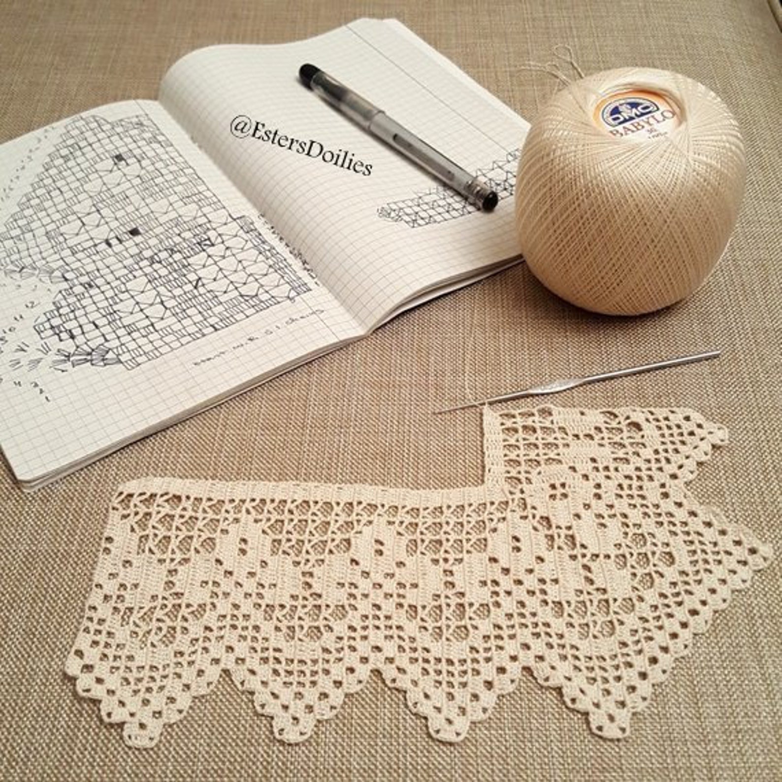 Hand Crocheted Border Fillet Crochet Lace Trim Linear or - Etsy