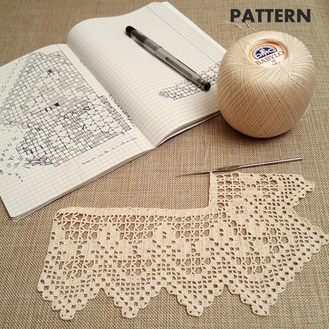 PDF Pattern: Hand Crocheted Border, Fillet Crochet Lace Trim Linear or ...