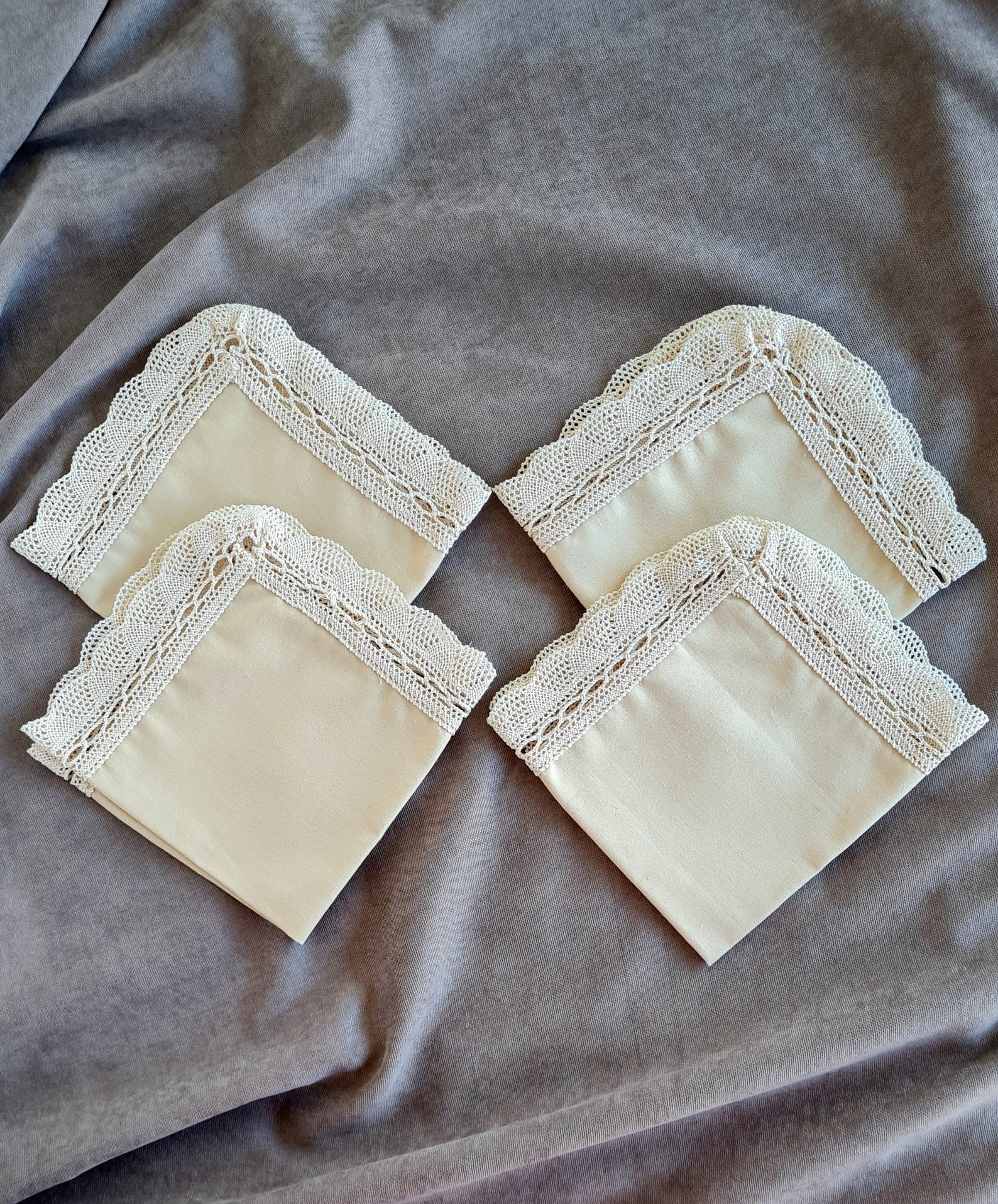 Cocktail Napkins With Lace Border. 12x12 Inch Cotton Napkins Tea Party ...