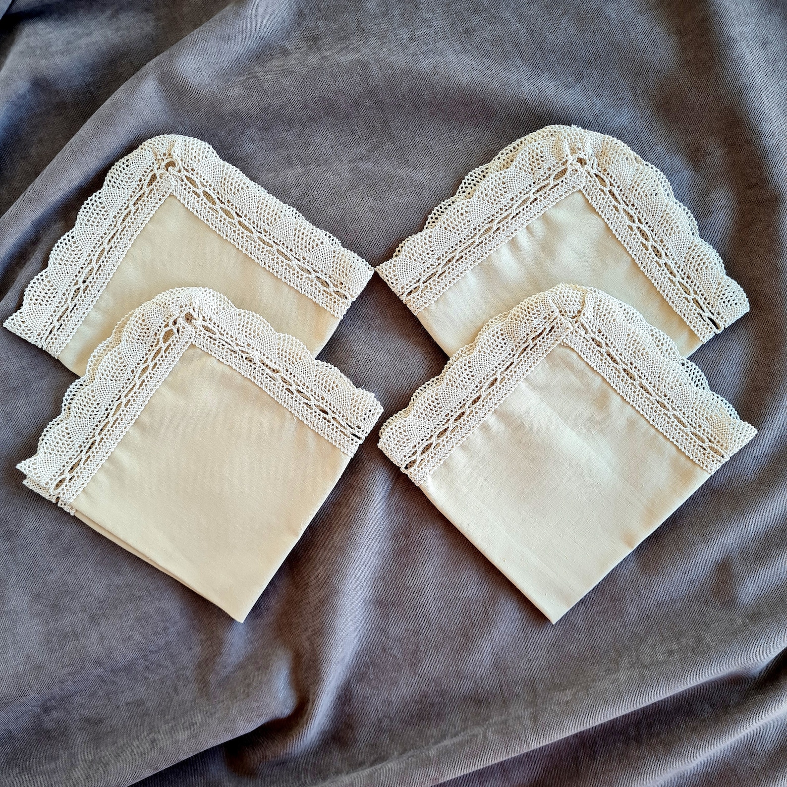 Cocktail Napkins With Lace Border. 12x12 Inch Cotton Napkins Tea Party ...