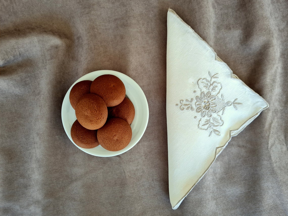 Set of 2 Cream Embroidered Napkins With Trimmed Edges. Hostess | Etsy