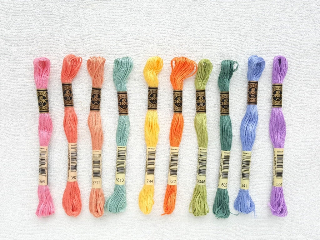 Bundle of 10 Pastel Embroidery Thread DMC Skeins Bulk of - Etsy