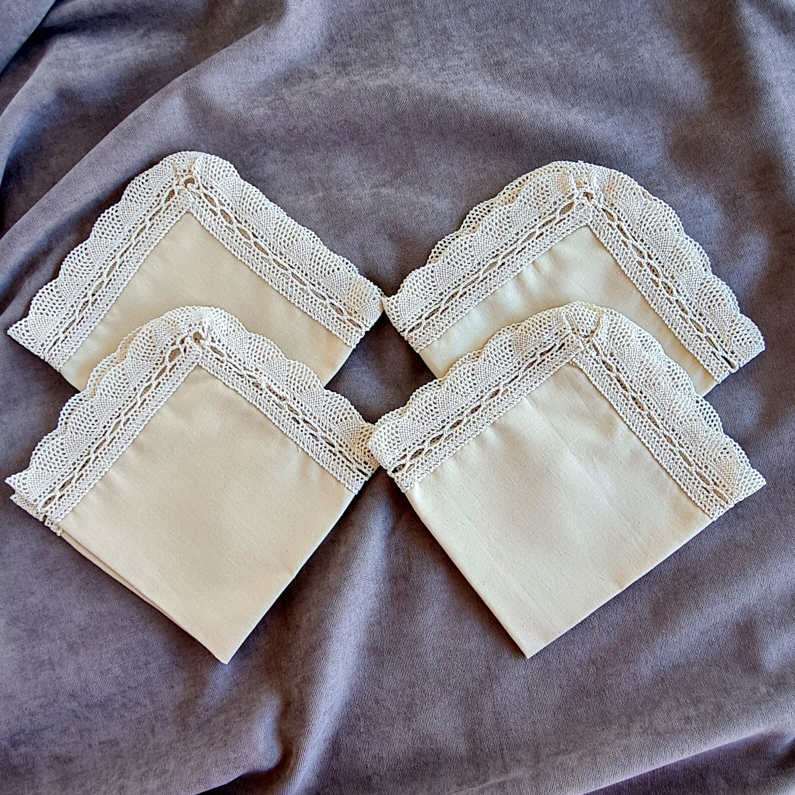 Cocktail Napkins With Lace Border. 12x12 Inch Cotton Napkins Tea Party ...