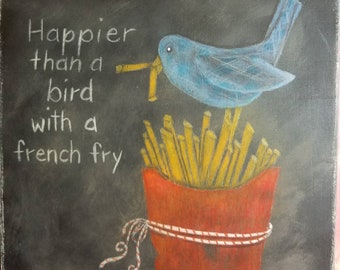 Bird with french fry | Etsy