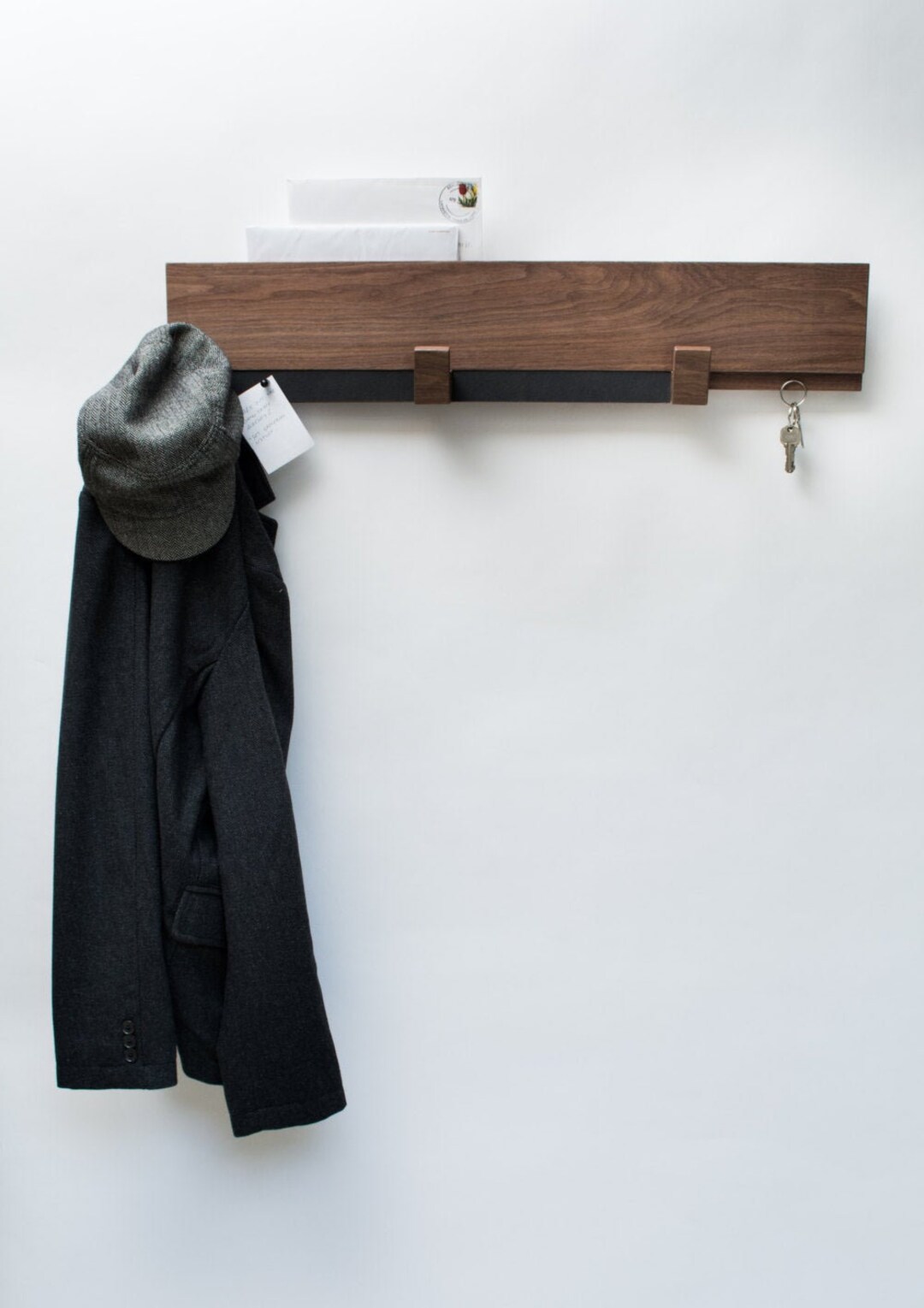 Entryway Wall Rack - Walnut Wood - Etsy