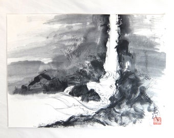 Phoenix, Zen Art, Japanese Traditional Black Ink Painting, Sumie ...