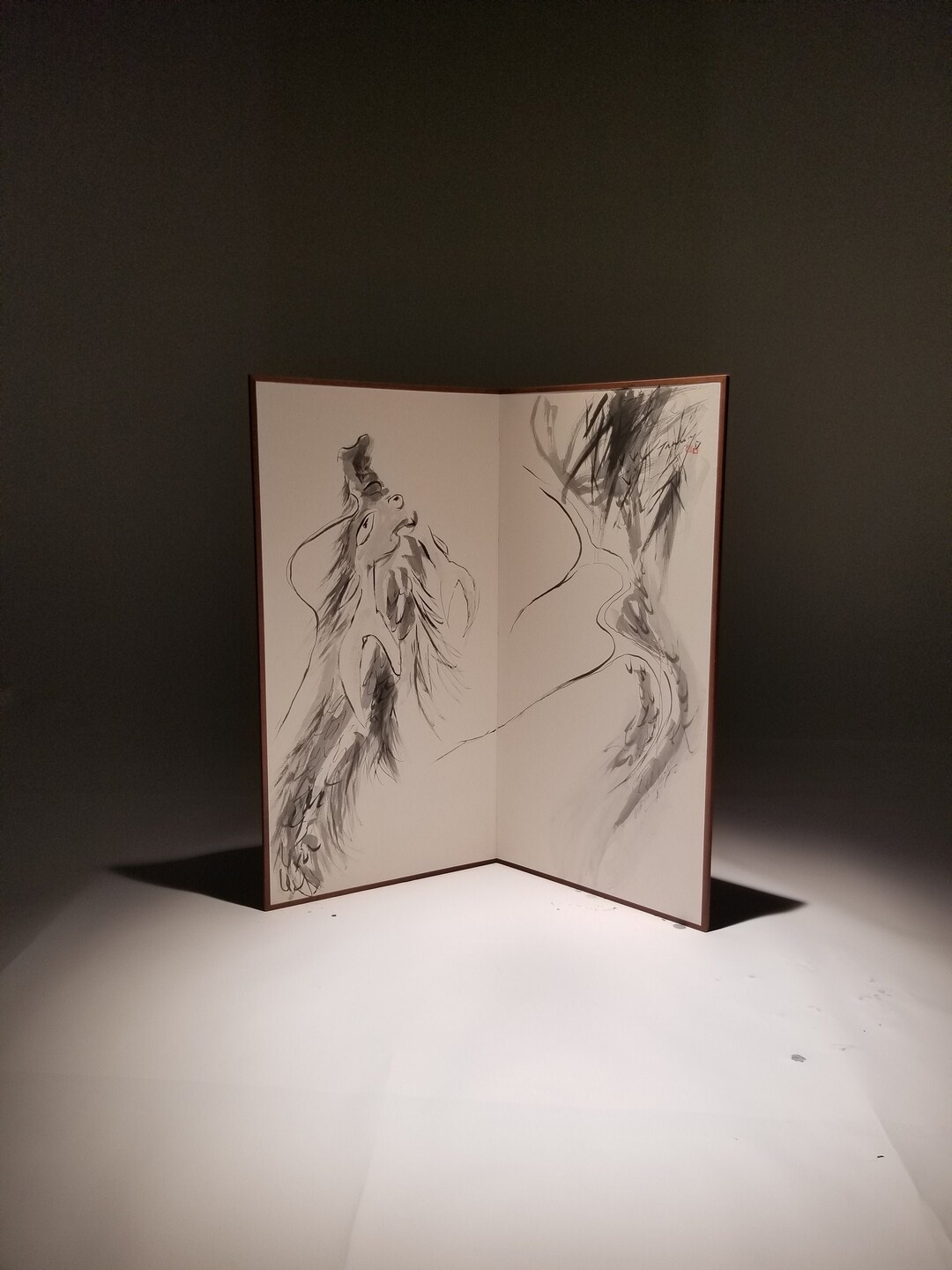 Dragon, Folding Screen, Zen Art, Japanese Black Ink Painting, Sumie ...