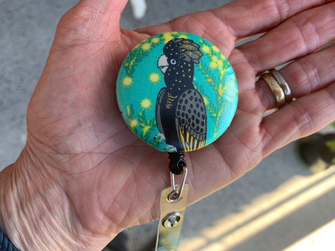 Wipeable Australian Black Cockatoo Retractable ID Card Holder for ...