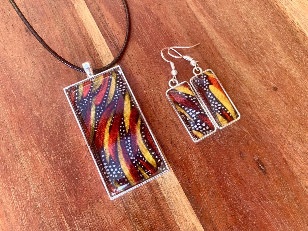 Indigenous Australian Art Bush Yam Pendant and Earring Set in Silver ...
