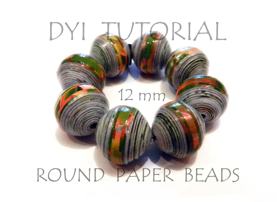 DIY Tutorial how to make round paper beads medium size 12mm | Etsy