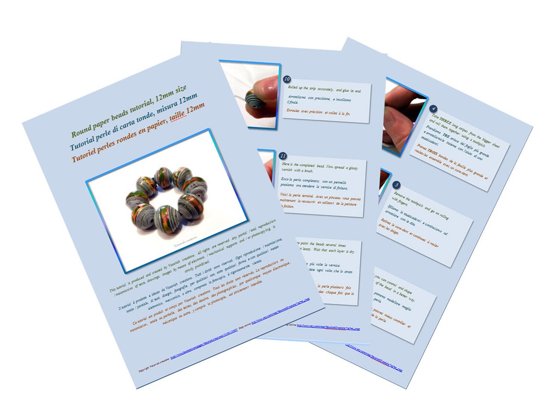 DIY Tutorial how to make round paper beads medium size 12mm | Etsy