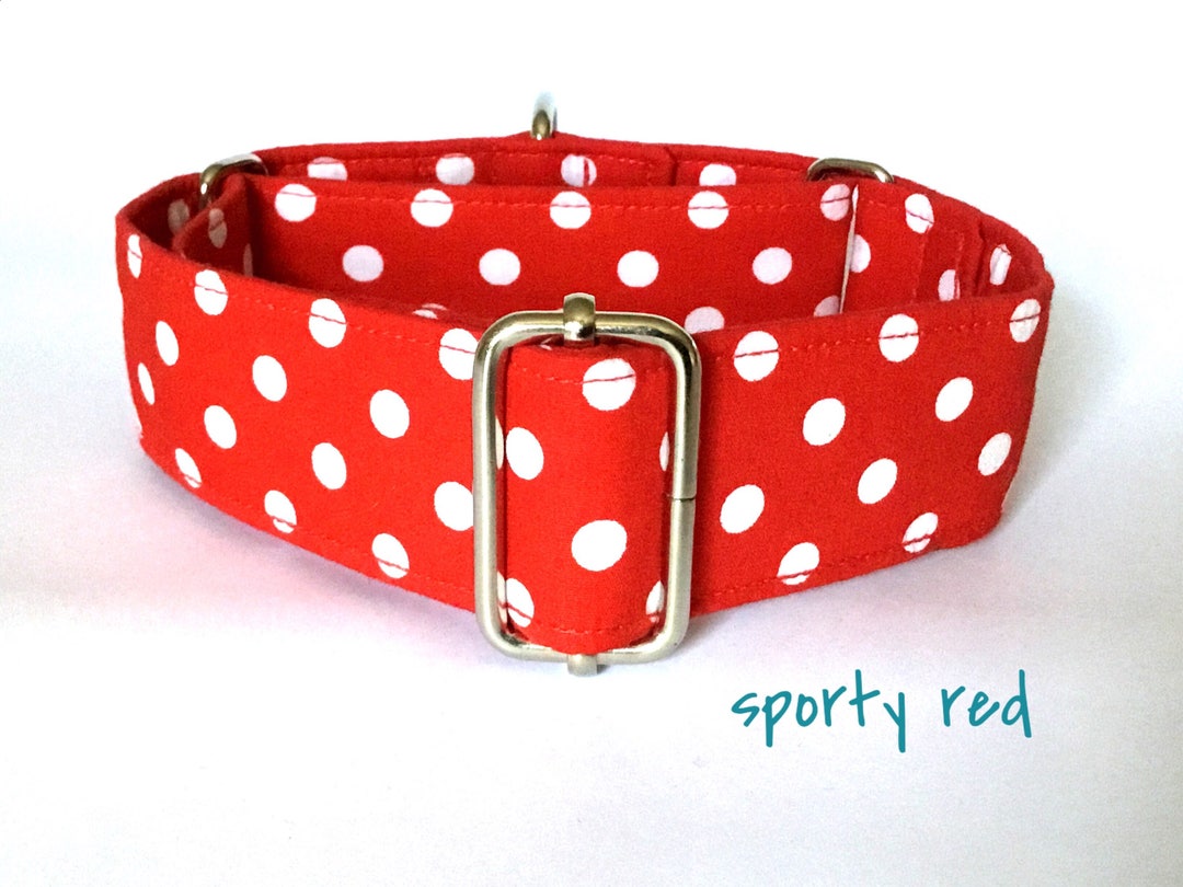 Red Spotty Martingale Collar, Greyhound Collar, Whippet Collar, Lurcher ...