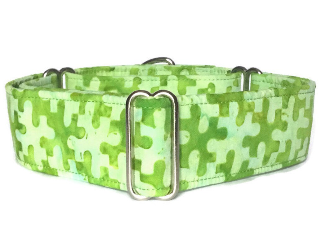 Green Jigsaw Martingale Collar, Whippet Collar, Greyhound Collar ...