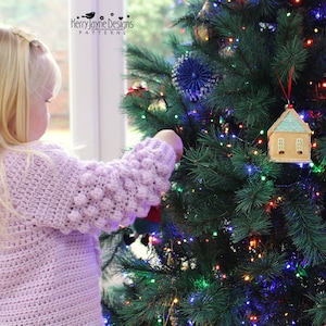 CROCHET PATTERN Baby and Girls Sweater Pattern - Bobble Sleeves, Bobble ...