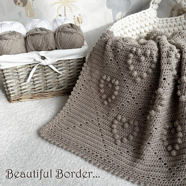 Baby Blanket and Sofa Throw Crochet Pattern, Filet Stitches and Bobble ...