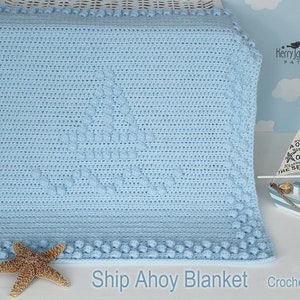 SHIP AHOY CROCHET Blanket Pattern - Includes Photo Tutorial, Graphghan ...