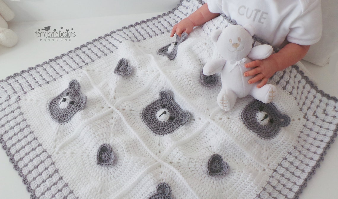 CROCHET BLANKET PATTERN Teddy Bear Crochet Baby Blanket - Etsy