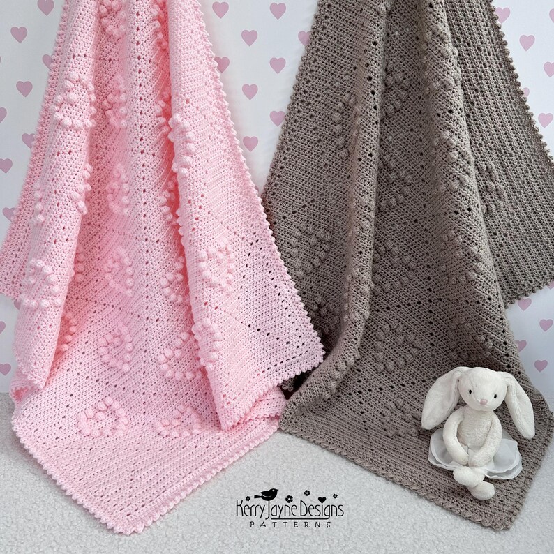 Baby Blanket and Sofa Throw Crochet Pattern, Filet Stitches and Bobble ...