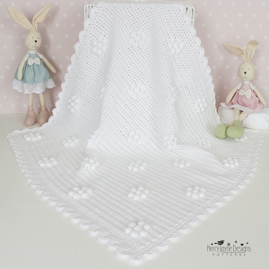 BLANKET CROCHET PATTERN - Bobble Flower Blanket and Throw Crochet ...