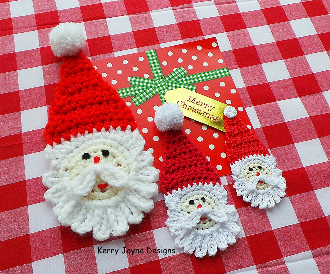 CHRISTMAS APPLIQUE PATTERN Santa Crochet Pattern Crochet Bunting ...