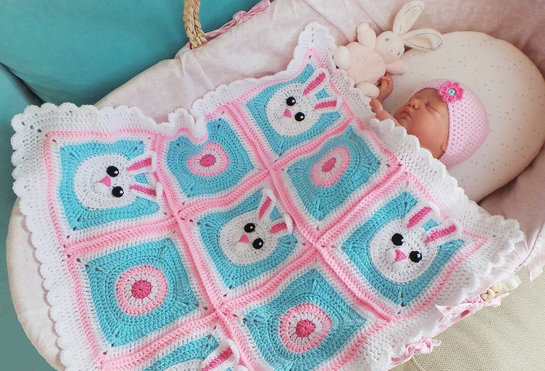 BUNNY BLANKET CROCHET Pattern - Baby Bunny Crochet Blanket Pattern ...