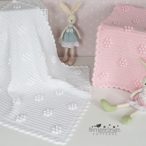 BLANKET CROCHET PATTERN - Bobble Flower Blanket and Throw Crochet ...
