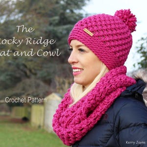 CROCHET HAT PATTERN - Rock Ridge Hat and Matching Cowl Pattern - Easy ...