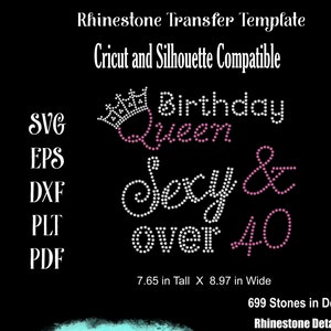 Birthday Queen Rhinestone Template Bundle SVG Download 3 Designs ...