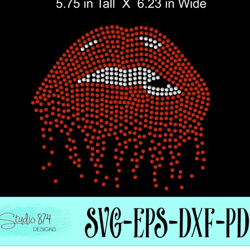 Lips Rhinestone SVG Template EPS Instant Download Dripping - Etsy Australia