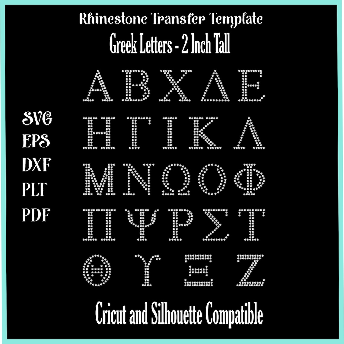 Rhinestone Greek Alphabet SVG BUNDLE Template Font Letters | Etsy Canada