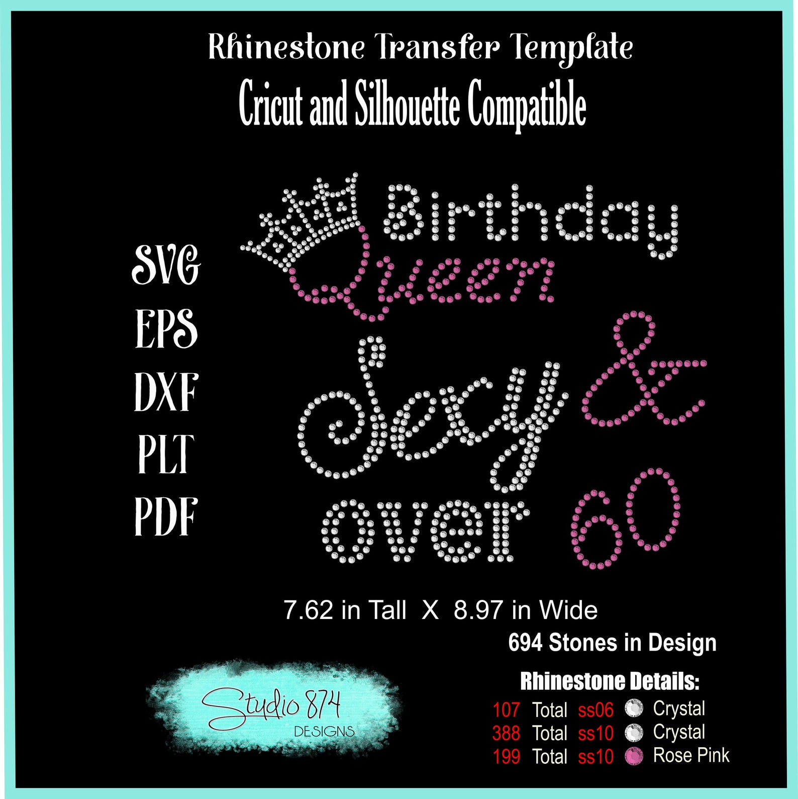 Birthday Queen Rhinestone Template Bundle SVG Download 3 - Etsy