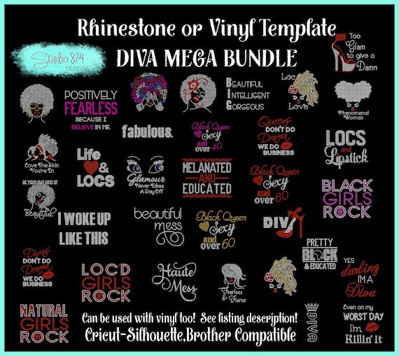 Diva Rhinestone Template MEGA Bundle SVG Download 36 Designs - Etsy