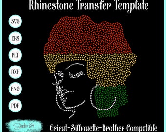 Afro Girl Rhinestone Instant Download SVG EPS Digital | Etsy