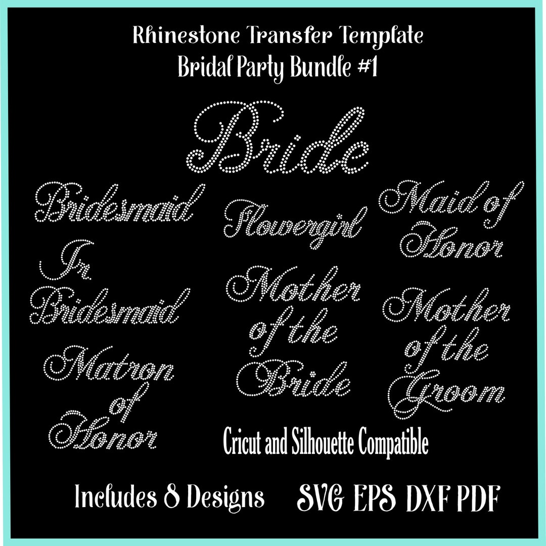 Bridal Party Rhinestone Transfer Template for - Etsy