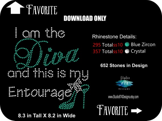 Diva Entourage Rhinestone Transfer Template Bling SVG Design | Etsy